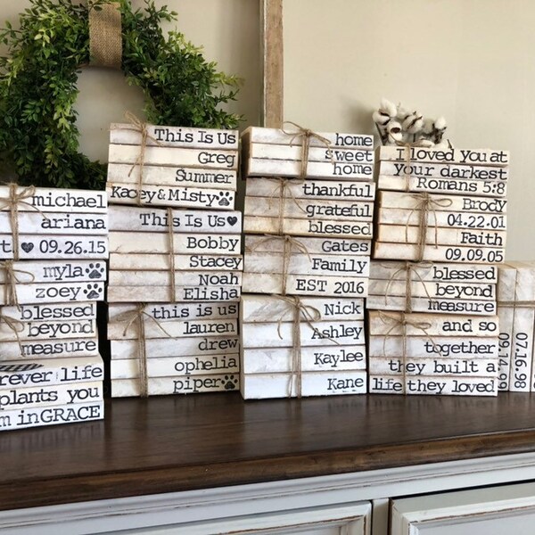 Stamped Book Stack - Etsy