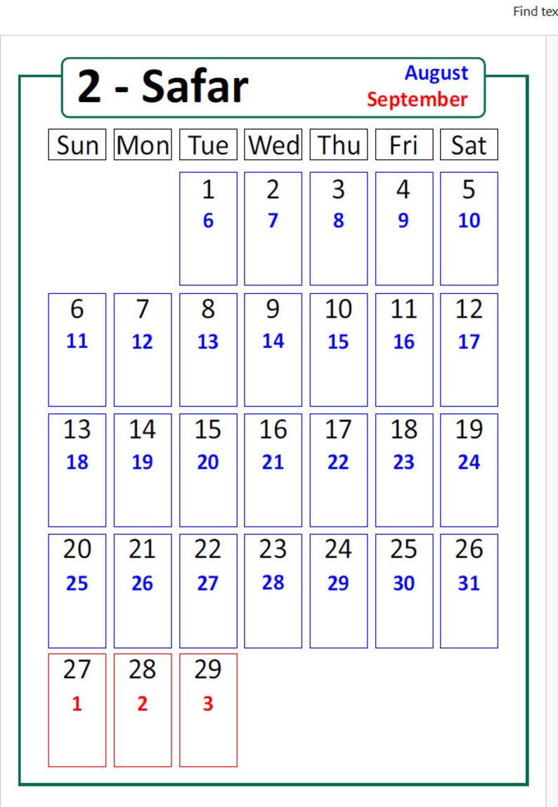 Islamic Hijri Calendar 1446 AH With Colour Coded Gregorian Dates ...