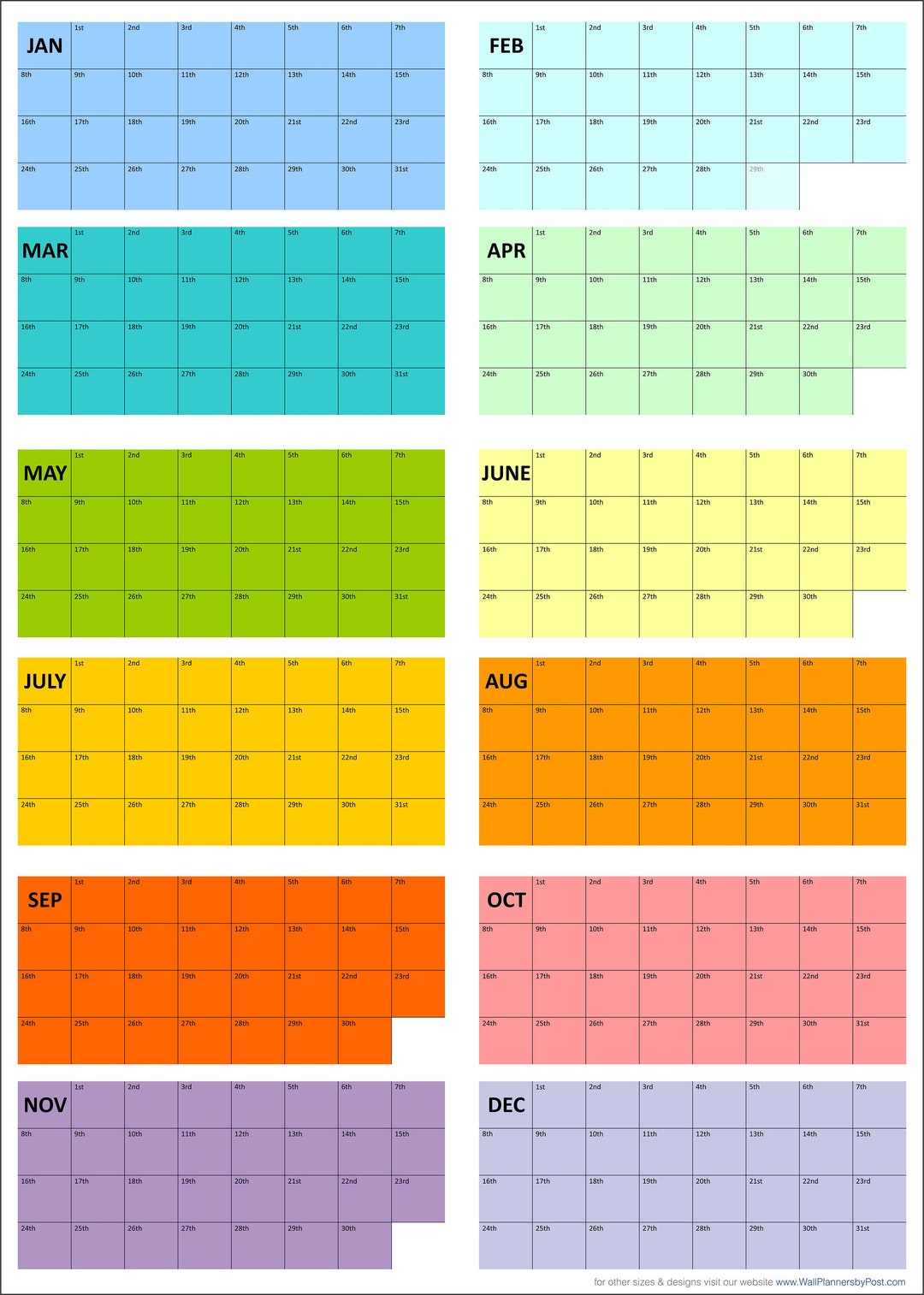 Undated Perpetual Wall Calendar for Special Dates, Birthdays ...