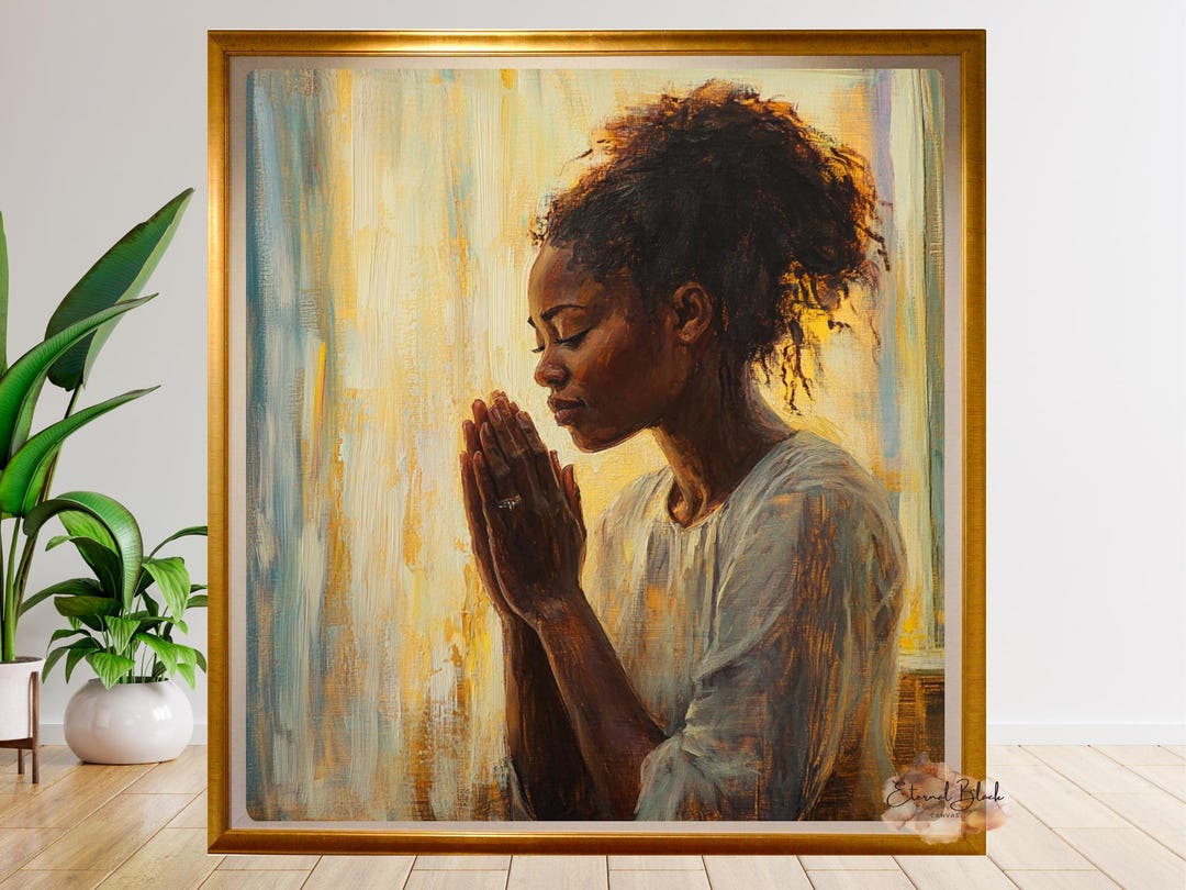 Black Woman in Prayer Art: Afrocentric Spiritual Portrait (digital ...