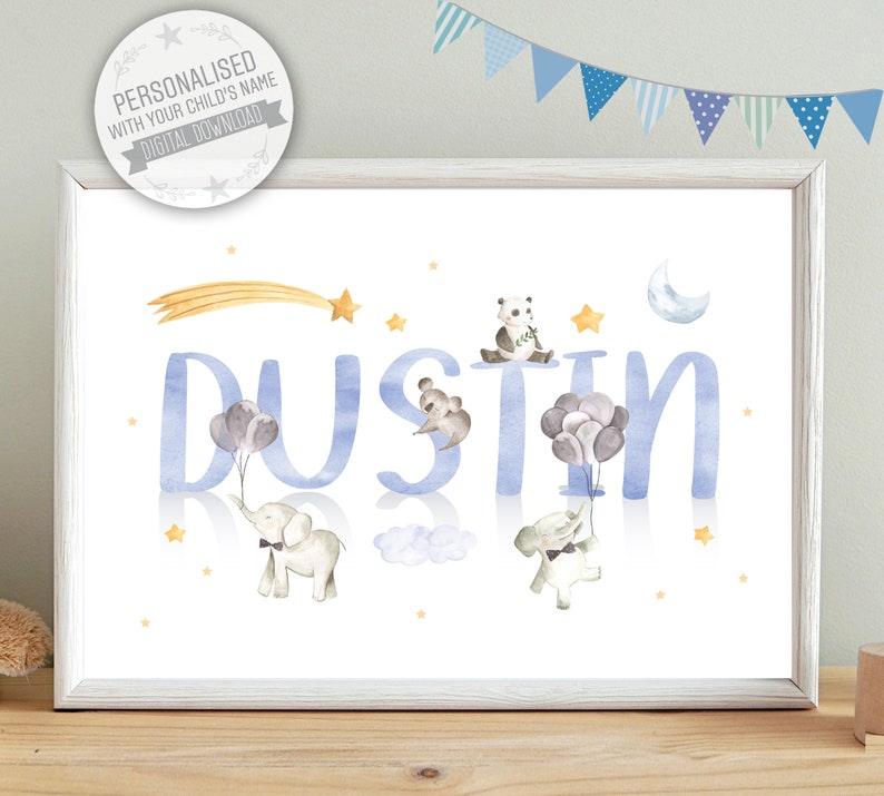 Jungle Nursery Theme| Custom Baby Jungle Name Print | Digital Nursery ...