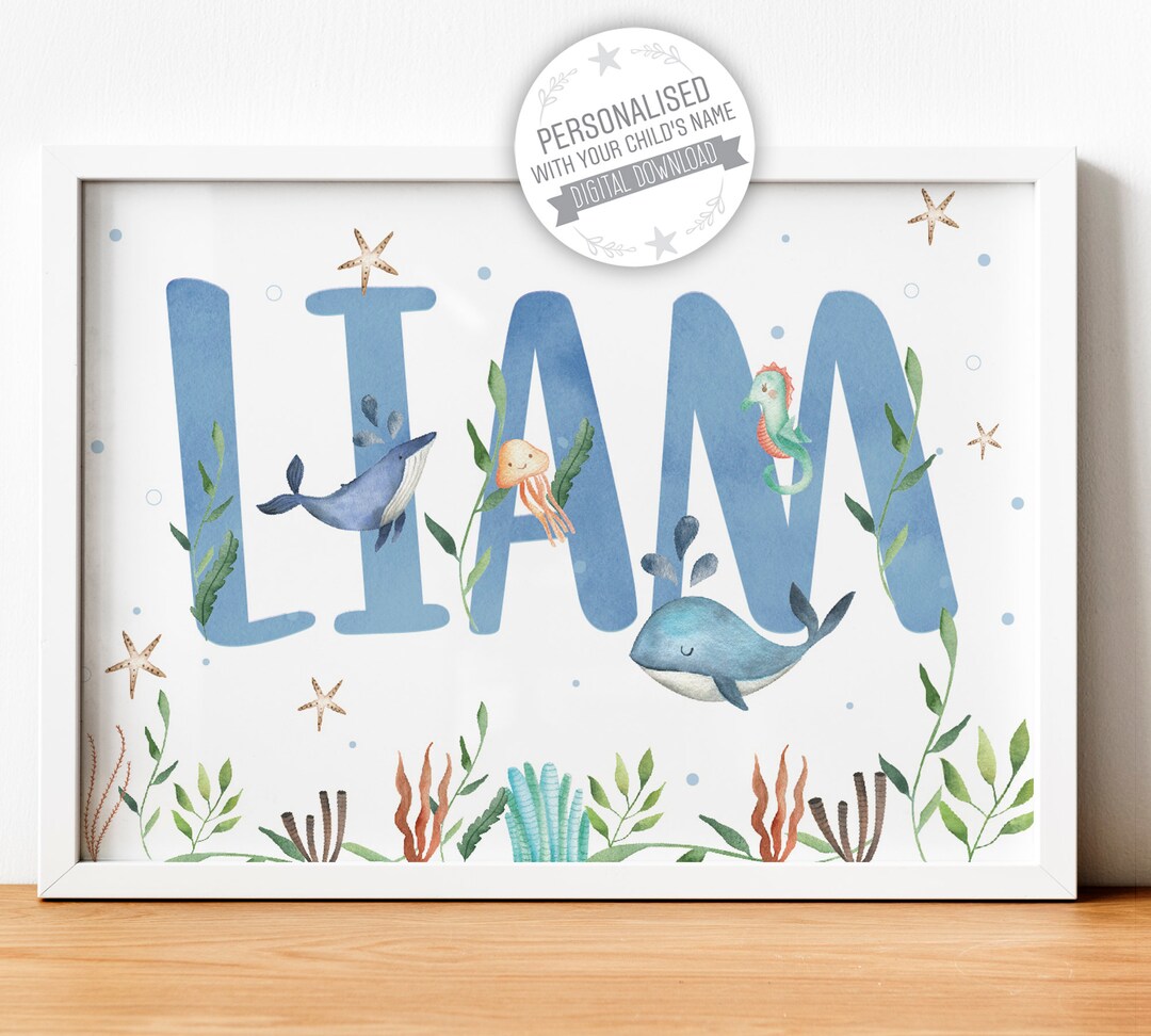 Personalized Under the Sea Name Print: Baby Nursery Decor (digital File ...