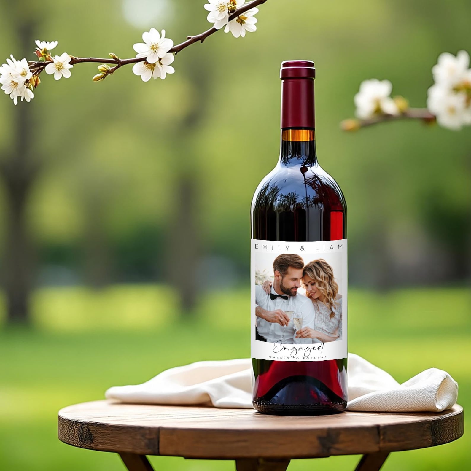Personalized Engagement Wine Label – Custom Wine Bottle Sticker for ...