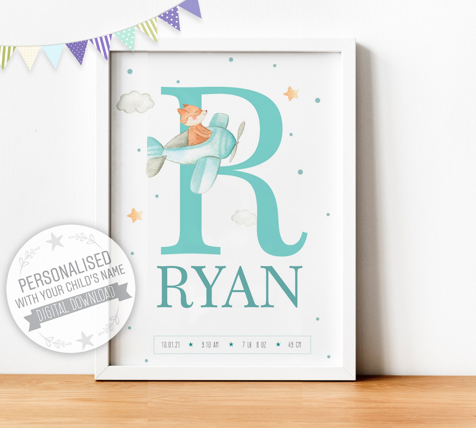 Personalised Initial Print Digital Print Nursery Wall - Etsy