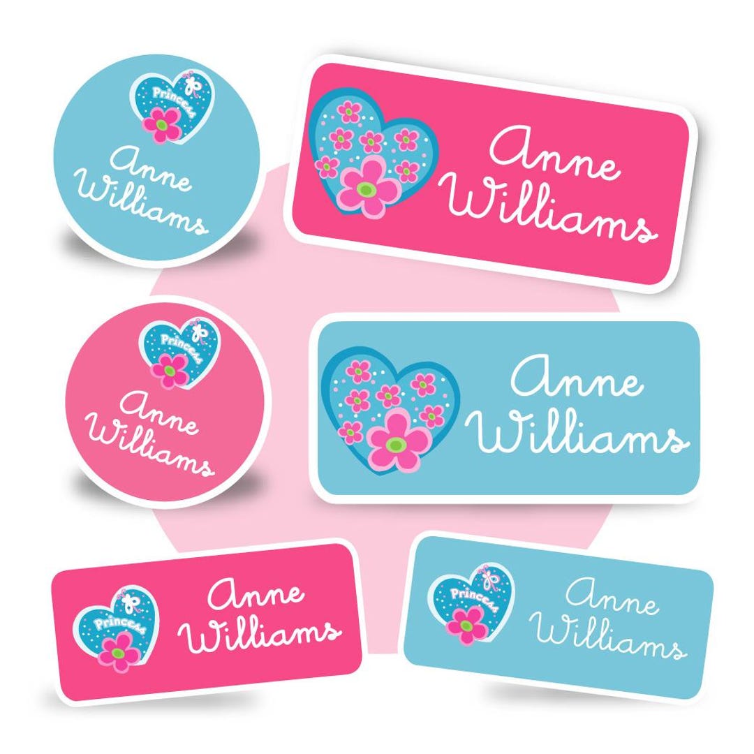 Personalized Pink Heart Name Labels: Waterproof Daycare & School - Etsy