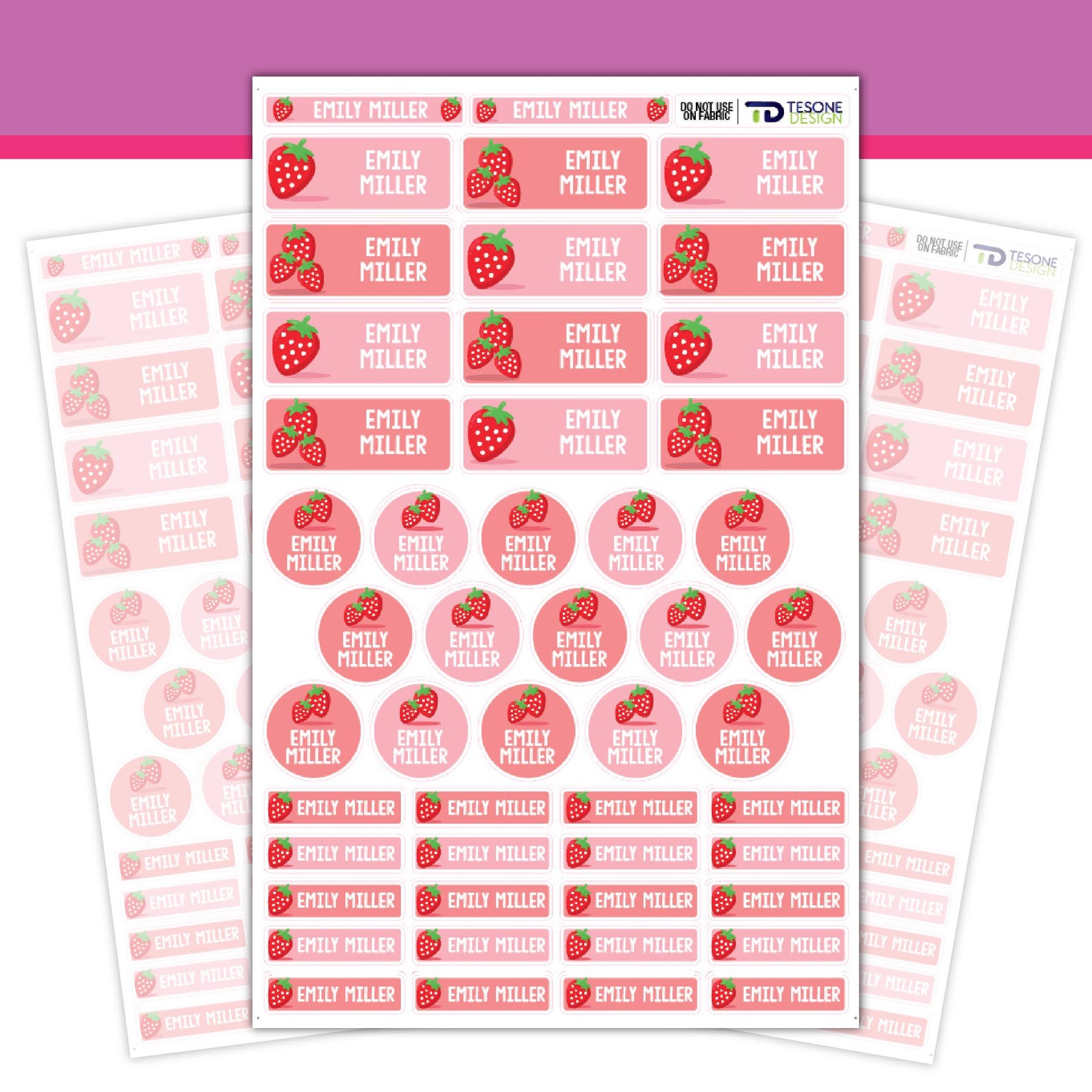 Strawberry Personalized Name Labels: Waterproof Daycare School Labels ...
