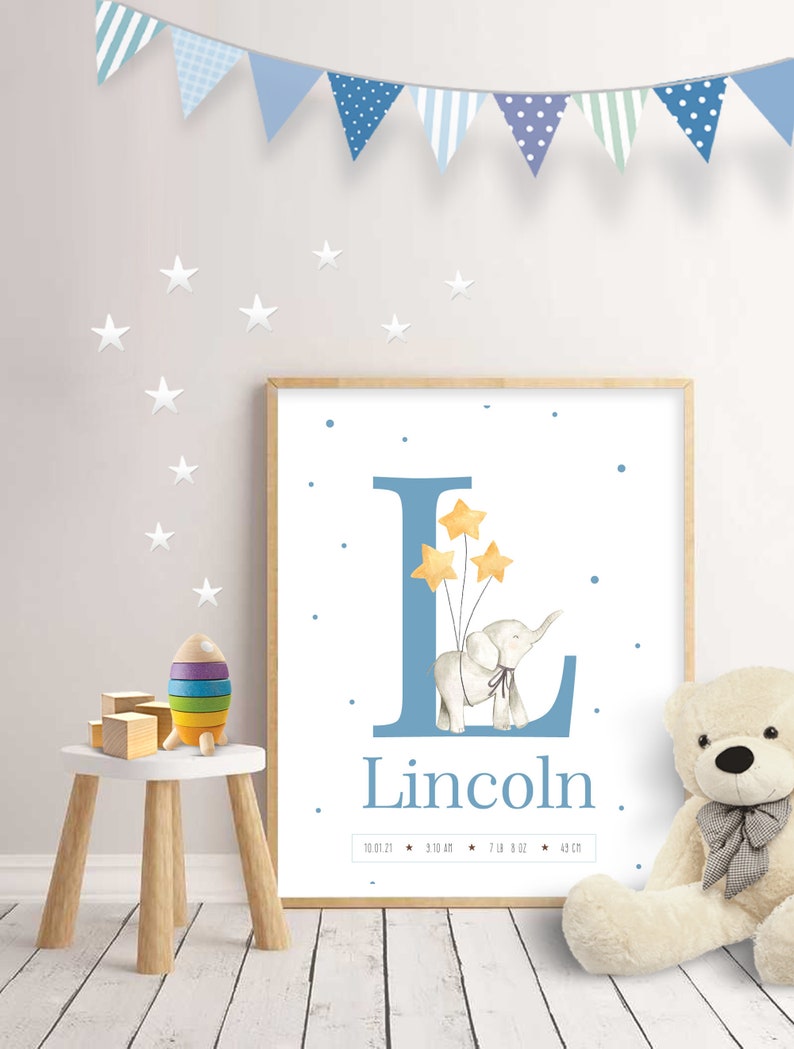 Personalised Initial Print Digital Print Nursery Wall - Etsy