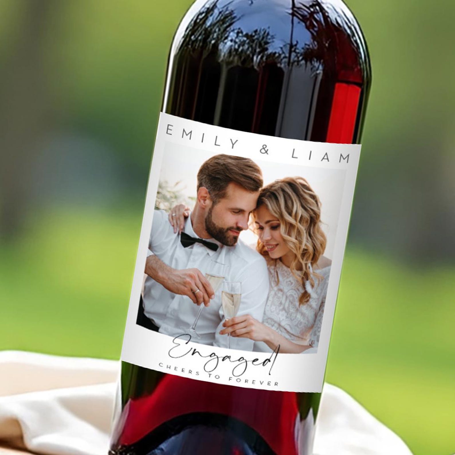 Personalized Engagement Wine Label – Custom Wine Bottle Sticker for ...