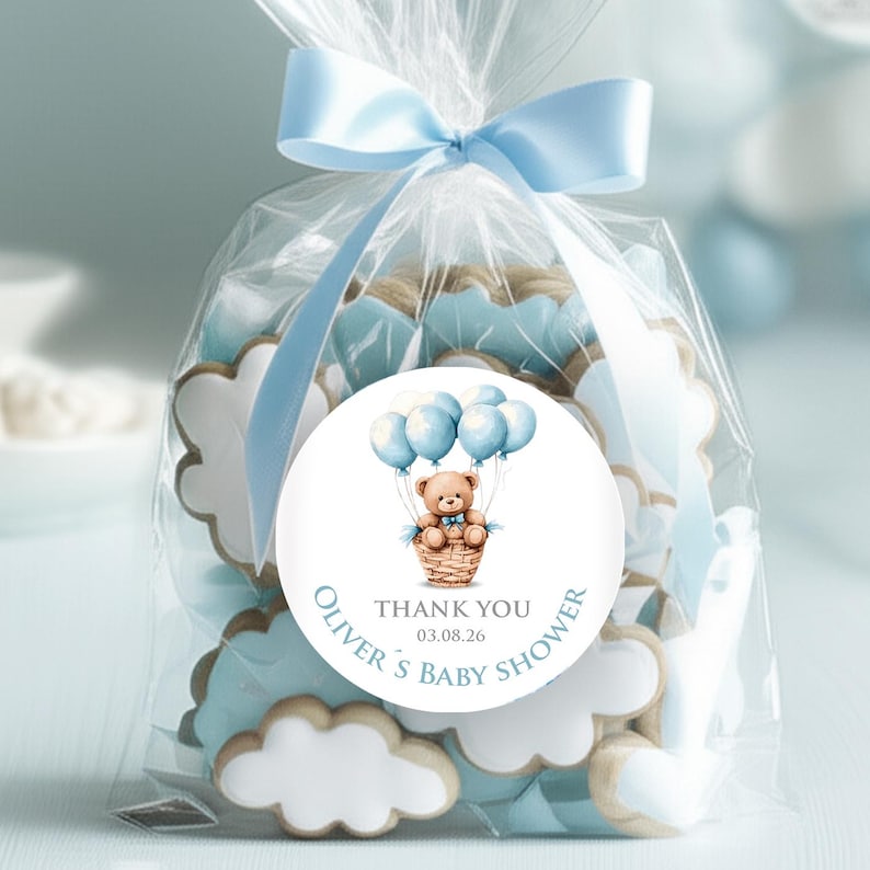 Baby Shower Stickers - Teddy Bear Baby Shower Favors Labels- Thank You ...