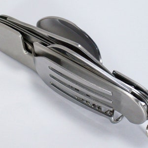 Camping Eating Utensil 6-in-1 Set Folding Emergency Cutlery Knife Fork ...