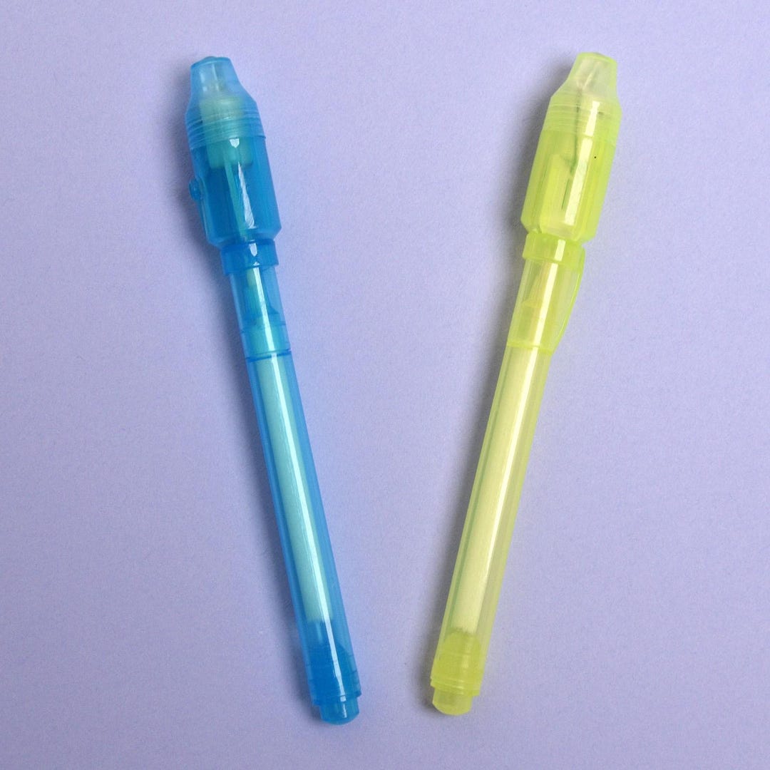2 Invisible Ink Marker Built-in UV Light Secret Magic Spy Pen - Etsy
