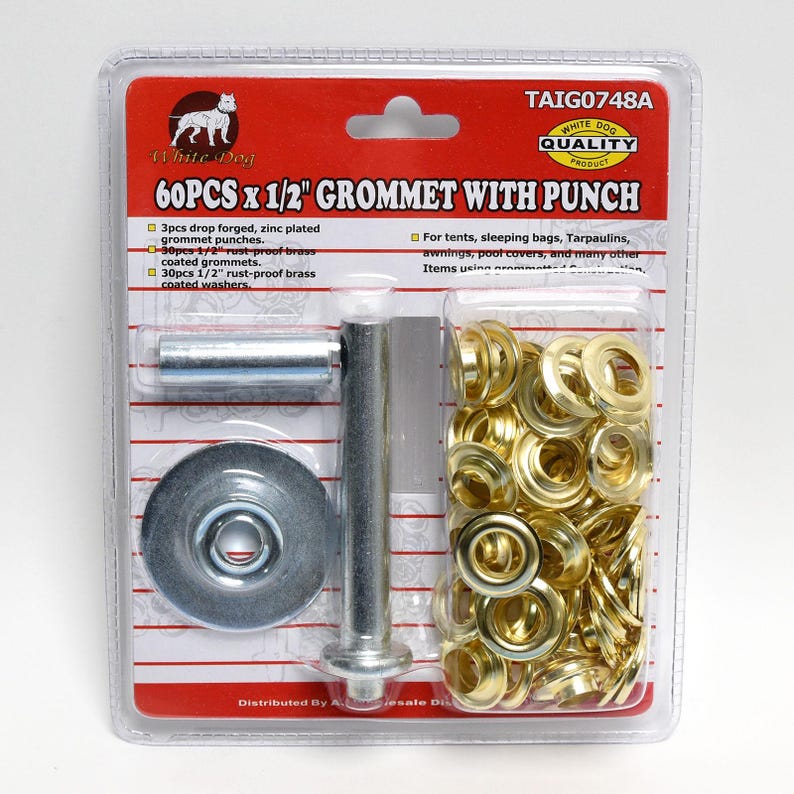 Grommet Tool Kit With 60 1/2" Brass Coated Grommets - Etsy