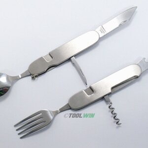 Camping Eating Utensil 6-in-1 Set Folding Emergency Cutlery Knife Fork ...