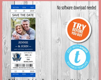Dallas Mavericks Ticket Template | Etsy