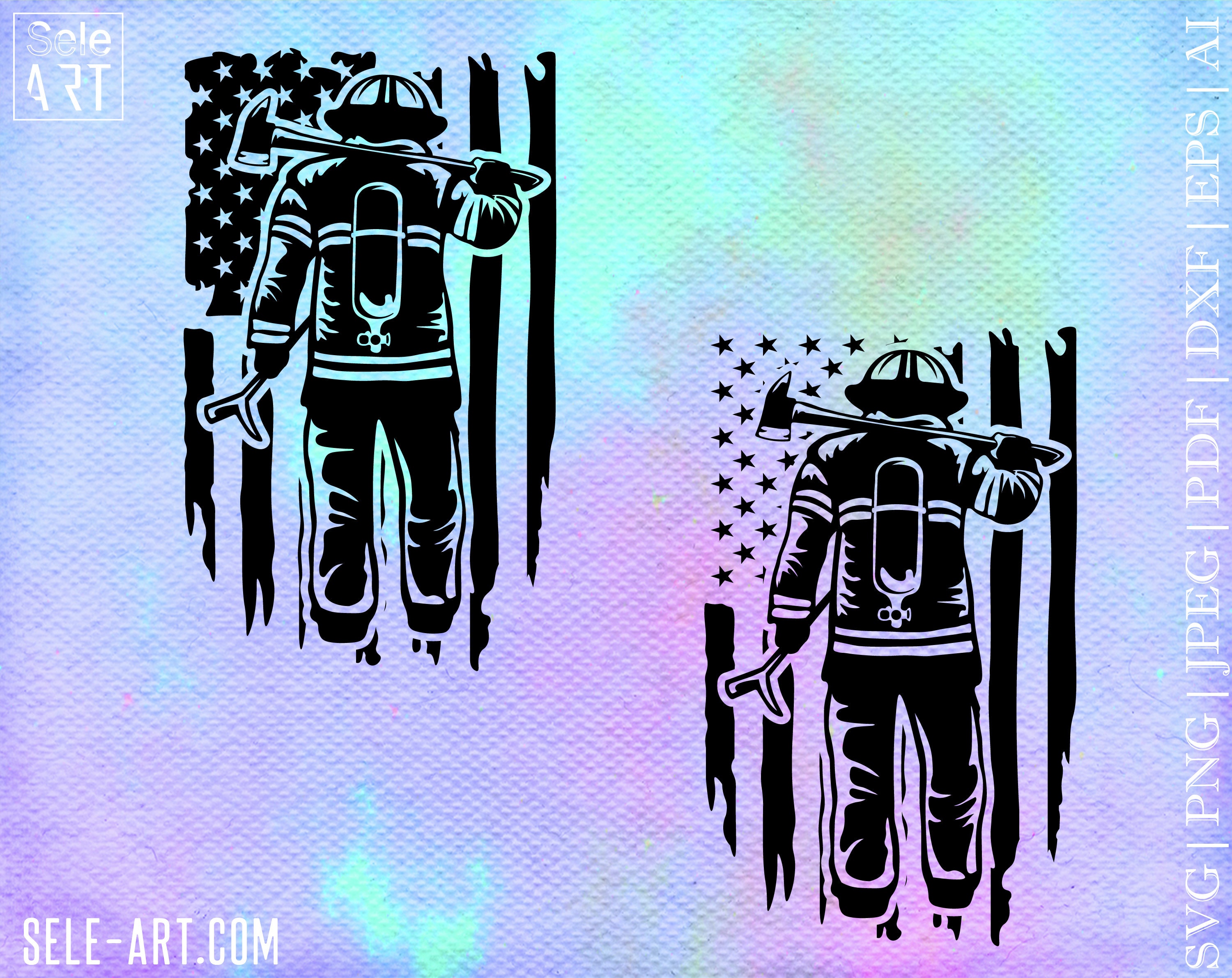 Firefighter With US Flag Svg Fireman Svg Fireman Dad Svg - Etsy UK