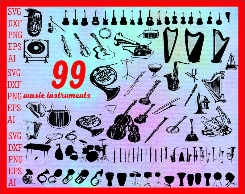 Music Instrument SVG Music Instrument Bundle SVG Guitar SVG | Etsy
