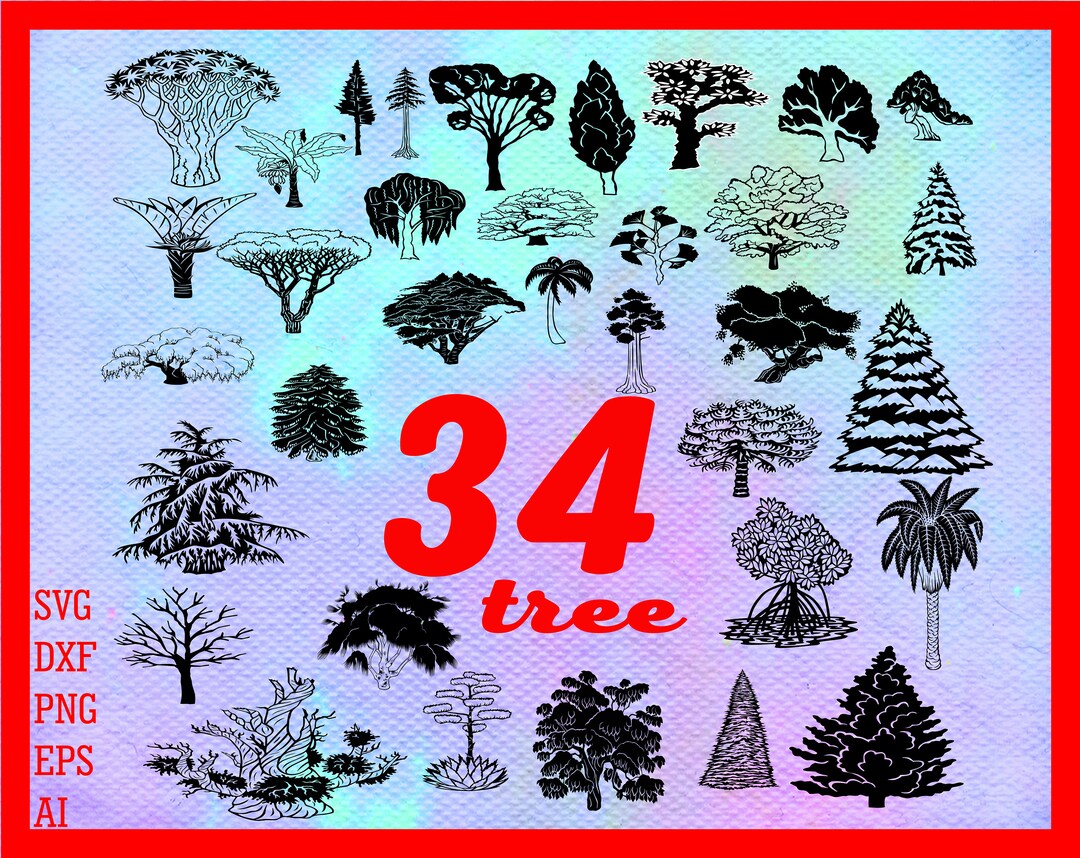 Trees Svg Trees Silhouette Tree Cut Files Tree PNG - Etsy