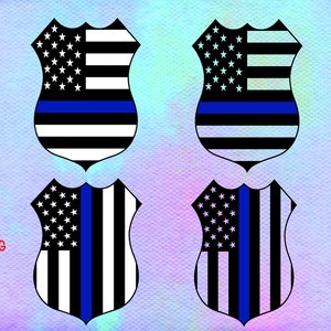 Police Badge American Flag Thin Blue Line Instant Digital - Etsy