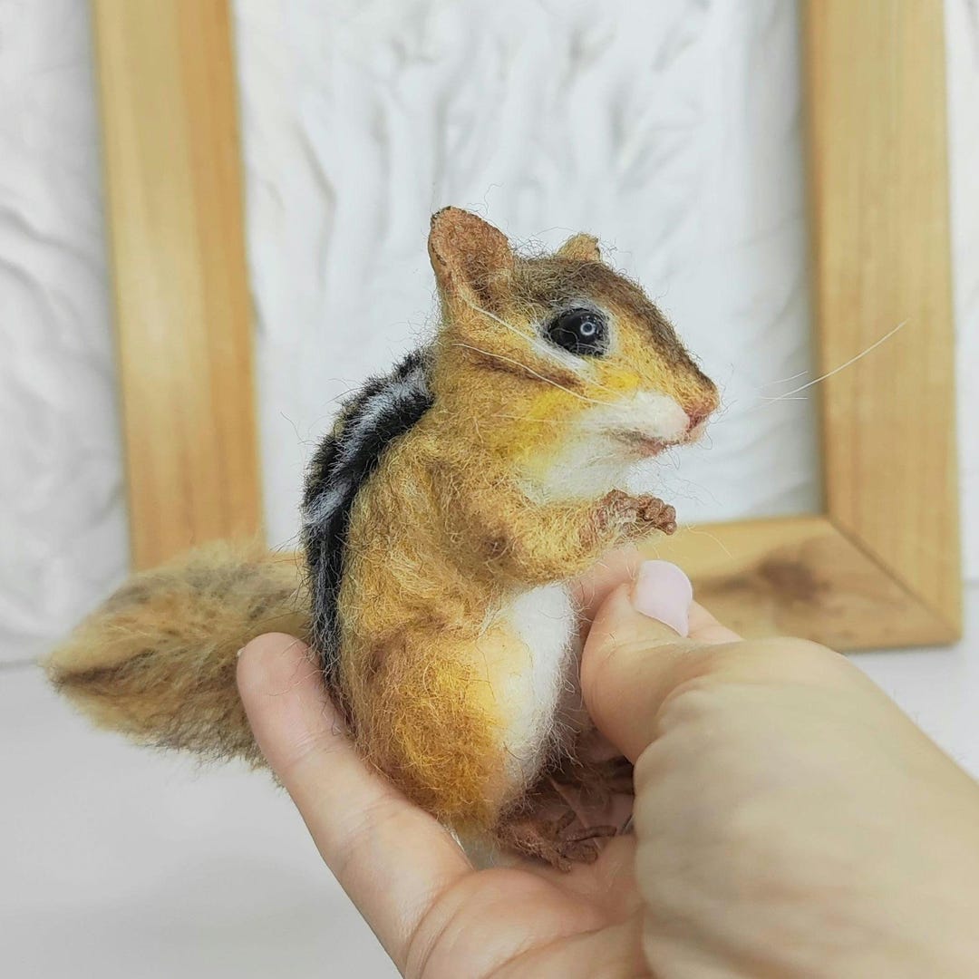 Needle Felted Chipmunk Animal Handmade Ooak Squirl Collectiables Wool ...