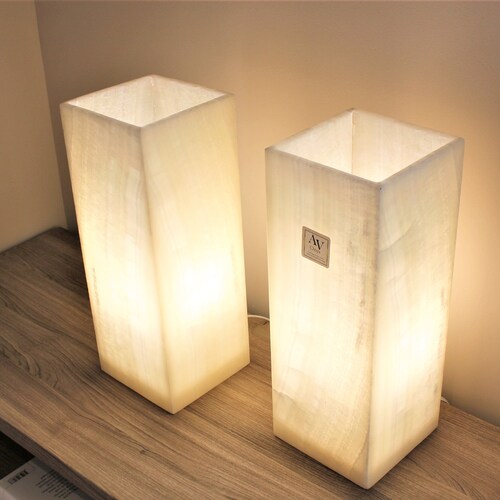 Crystal White Cylindrical Onyx Table Lamp 16 - Etsy