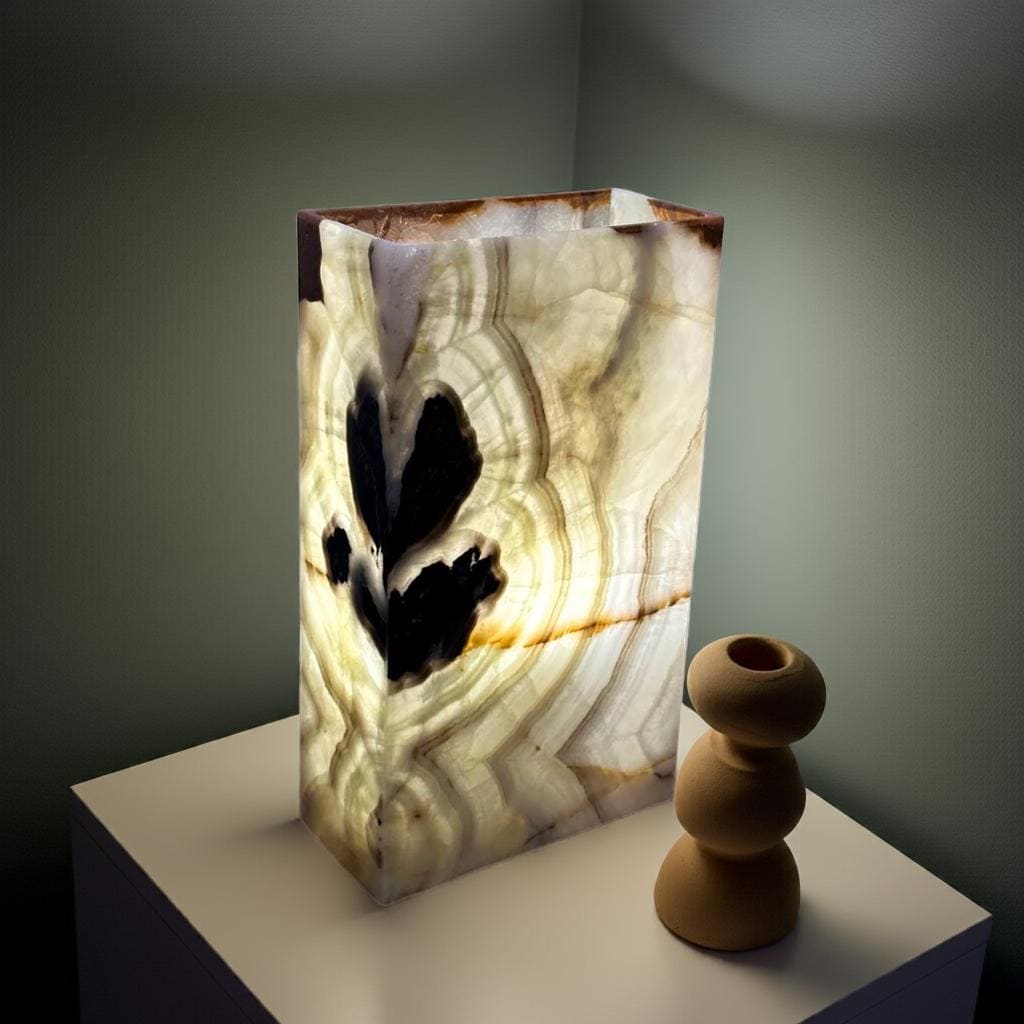 Rectangular Green Onyx Table Lamp, 14" - Earthy Colors - Etsy