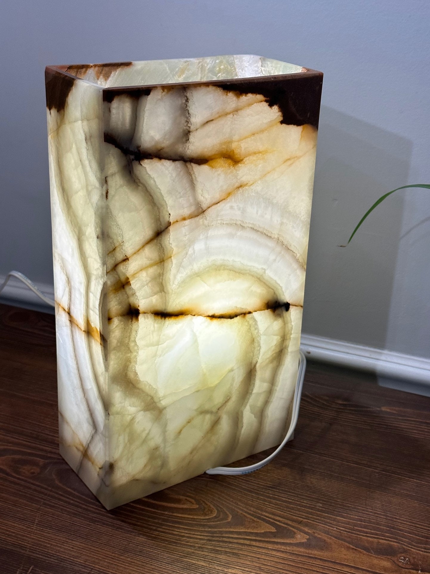 Rectangular Green Onyx Table Lamp, 14" - Earthy Colors - Etsy