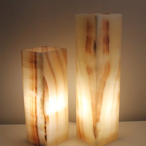 Cream-white Onyx Table Lamp: Hand-carved Alabaster With Golden Veins - Etsy