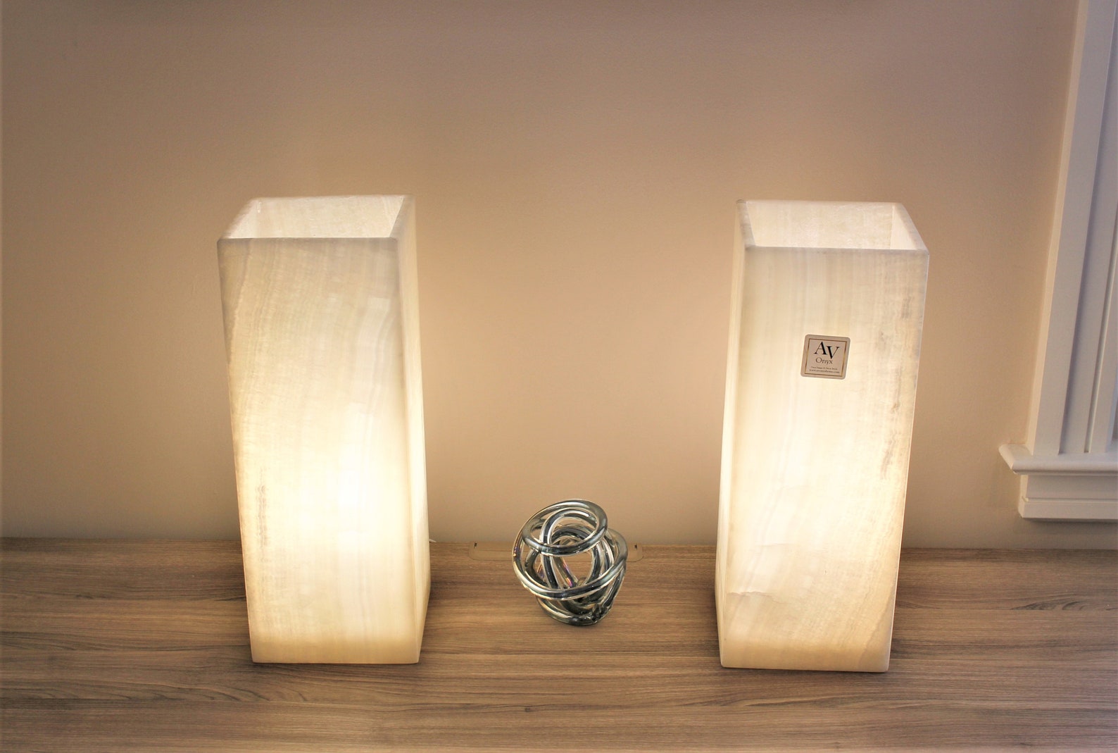 Crystal White Onyx Table Lamp 16 Simple Elegance | Etsy