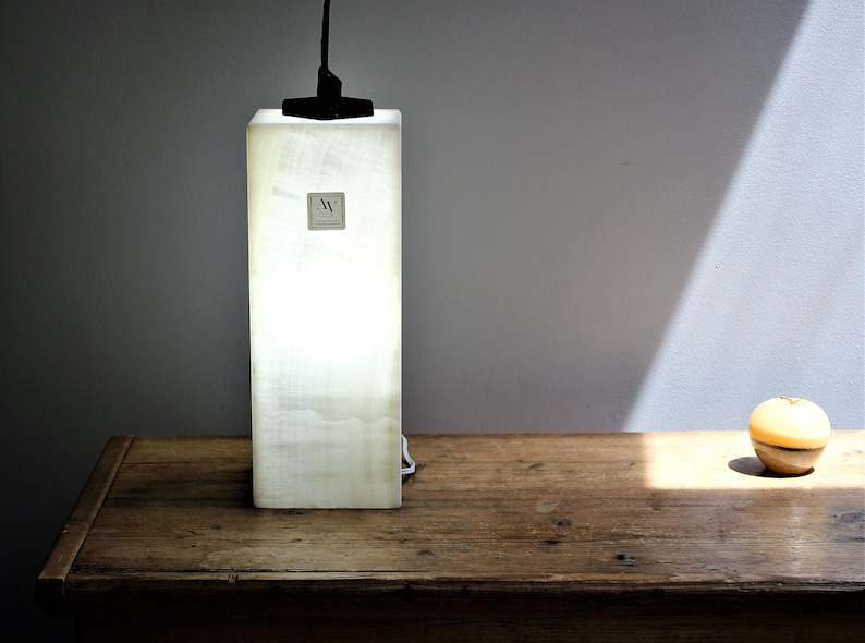 Onyx Square Desk Lamp - A Bright Column/sculpture Stand - Etsy