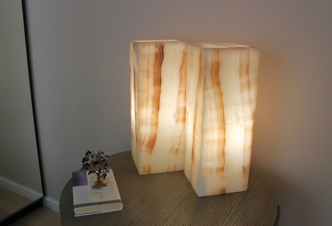 Crystal White Onyx Table Lamp 16 Elegance of Golden - Etsy