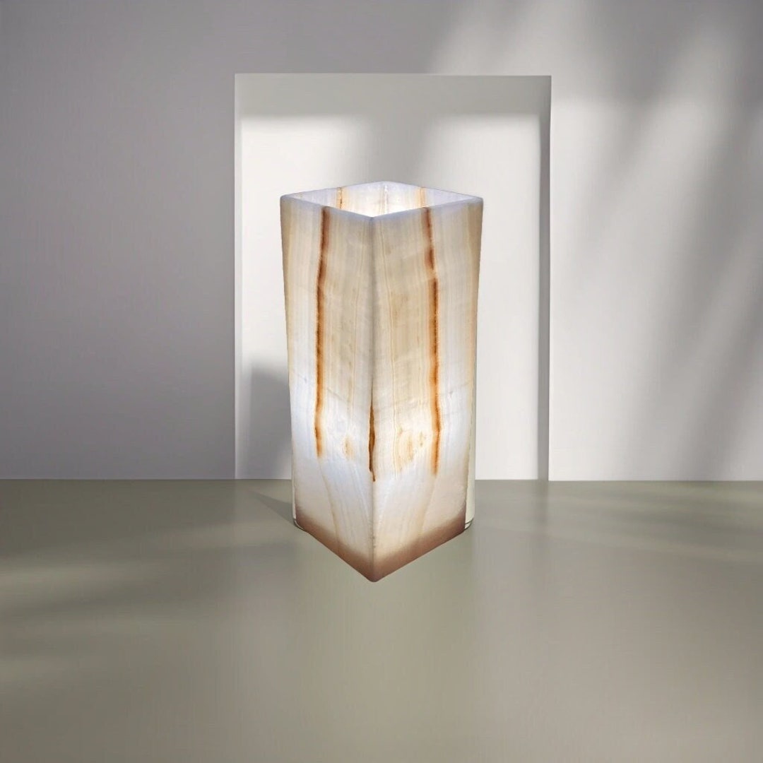 White Onyx Desk Lamp, 16" - Fine Natural Golden Veins - Etsy
