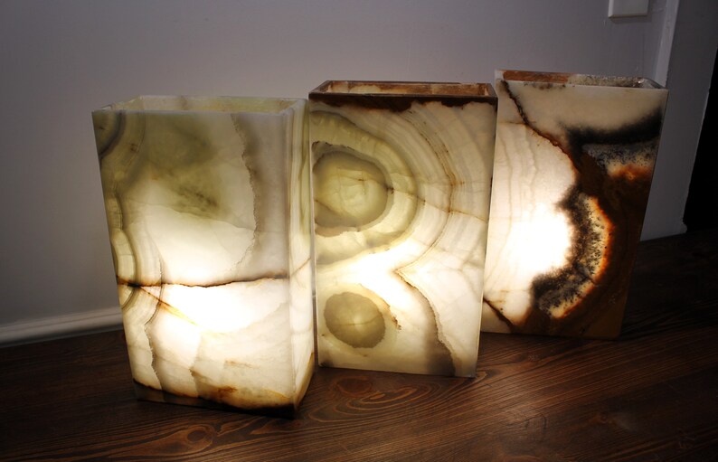 Rectangular Green Onyx Table Lamp, 14" - Earthy Colors - Etsy
