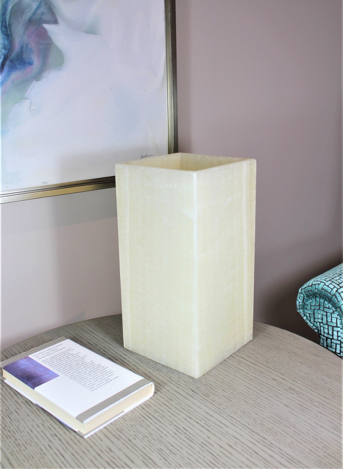 White Square Onyx Desk Lamp 12 Inch A Cube of Light - Etsy