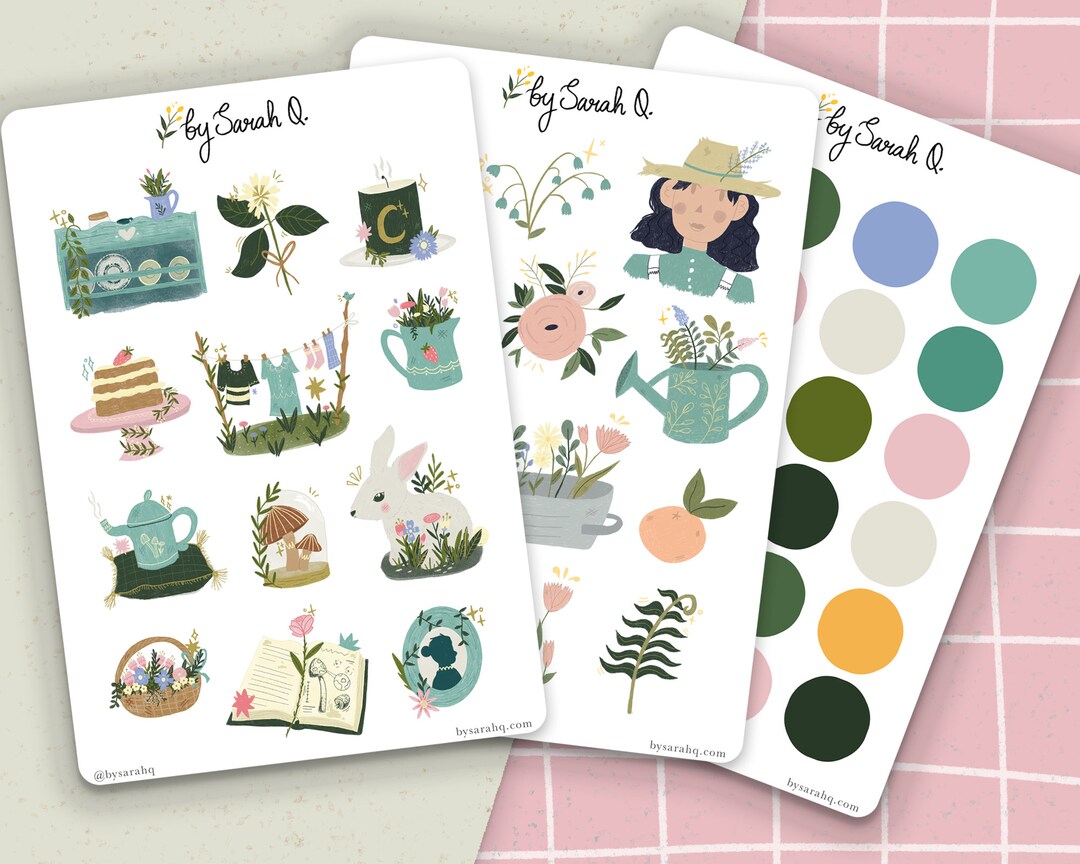 Cottagecore Stickers Bundle Mushroom Stickers, Planner Stickers ...