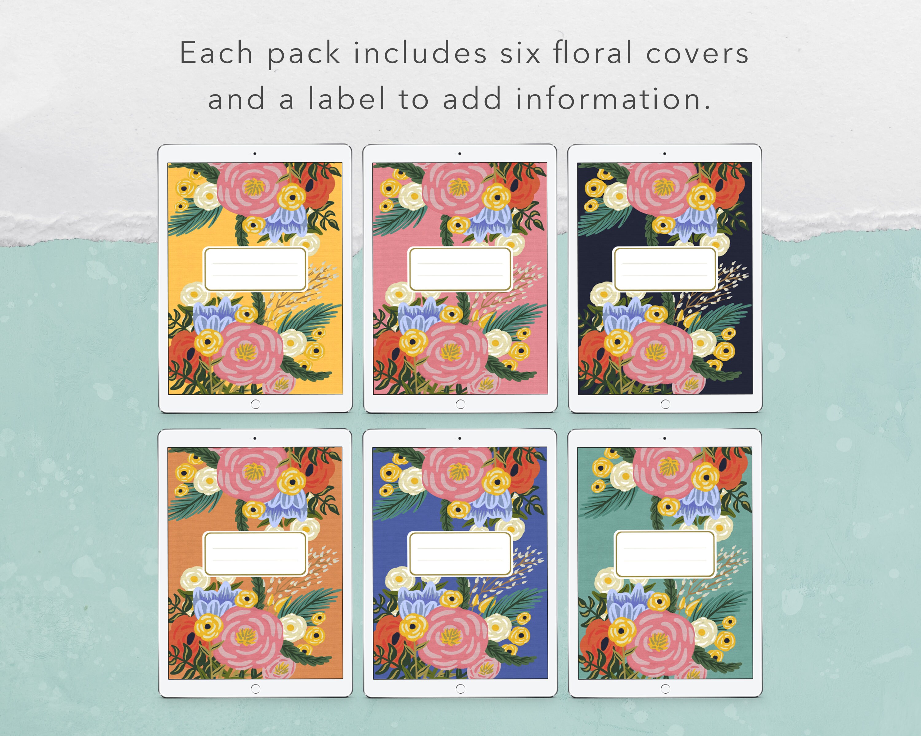 Blooming Florals College Digital Notebooks with Student | Etsy