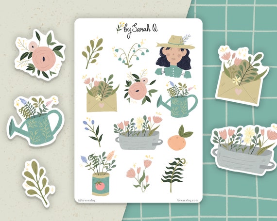 Cottage Flower Stickers Cottagecore Stickers Planner | Etsy