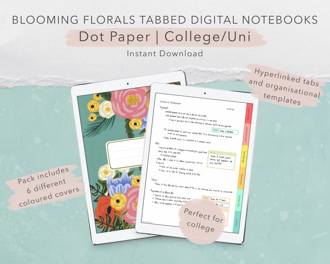 Blooming Florals College Digital Notebooks With Student Templates | for ...