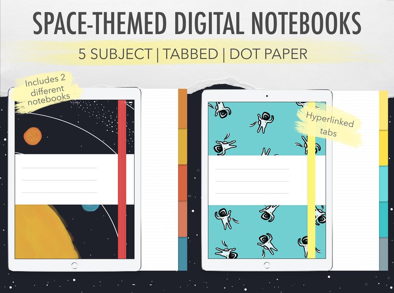 5 Subject Digital Notebook Space-themed Tabbed Dot Paper | Etsy