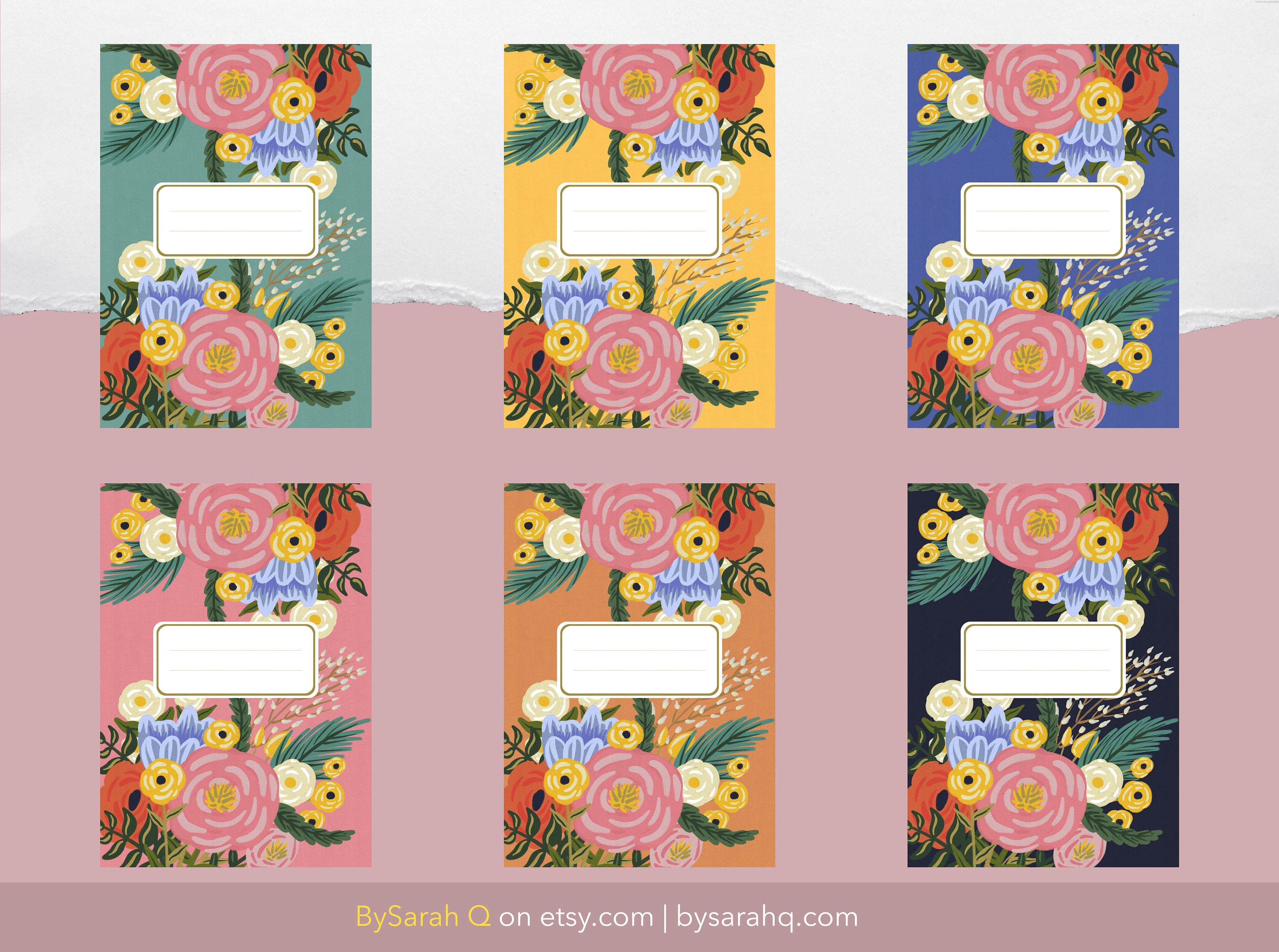 6 Blooming Florals Notebook Covers A4 and Letter Subject | Etsy