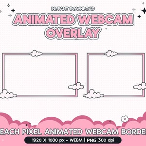 Twitch Animated Webcam Border Peach Pixel, Stream Overlay, Streamer ...