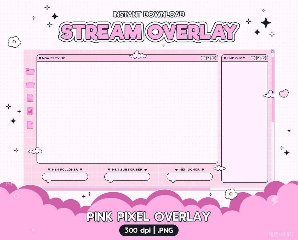 Twitch Pink Pixel Overlay Stream Overlay Streamer Graphics | Etsy