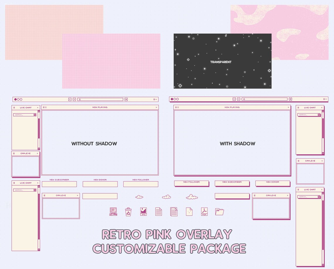 Twitch Stream Package Retro Pink Pixel Overlay Customizable - Etsy