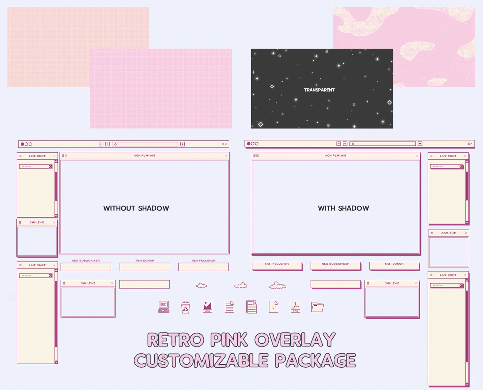 Twitch Stream Package, Retro Pink Pixel Overlay, Customizable, Kawaii ...
