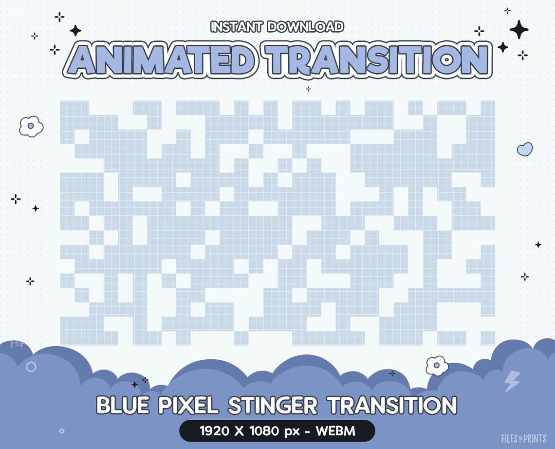 Twitch Stream Package Blue Pixel Overlay Customizable - Etsy