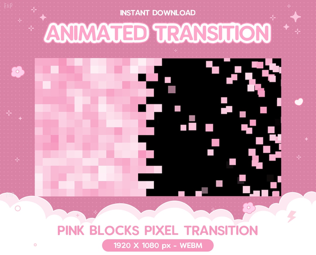 Twitch Animated Stinger Transition Scene, Pink Block Pixel Transition ...