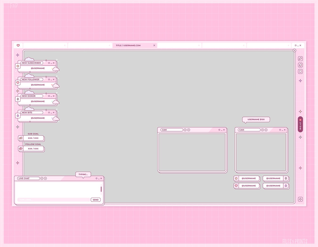 Twitch Stream Package, Animated Pink Pixel Overlay, Vtuber Customizable ...