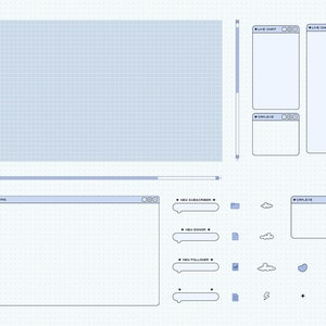 Twitch Stream Package, Blue Pixel Overlay, Customizable, Kawaii, Cute ...