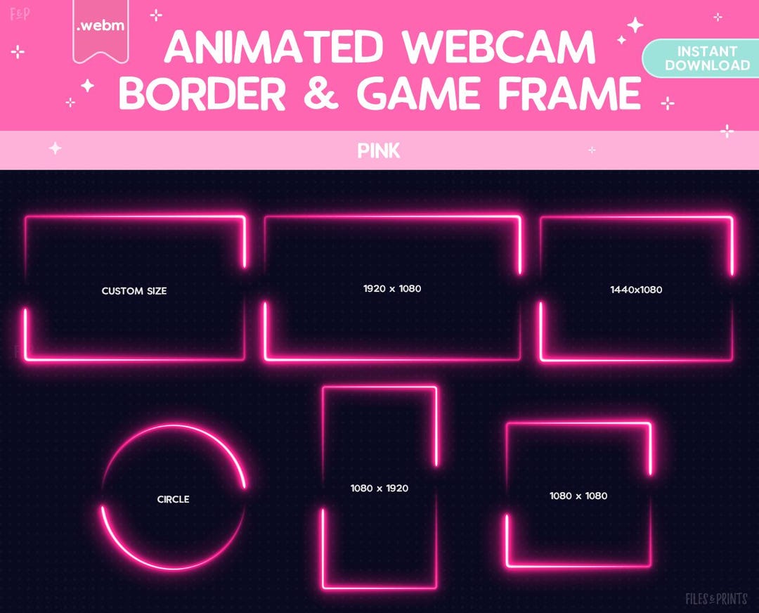 Twitch Animated Pink Glow Webcam Border Game Frame Stream Overlay ...