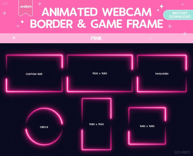 Twitch Animated Pink Glow Webcam Border Game Frame Stream Overlay ...