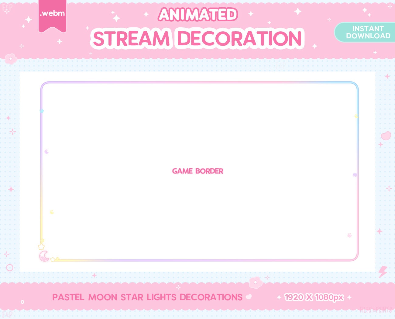 ANIMATED Pastel Moon Star Background Christmas Light Decoration Stream ...